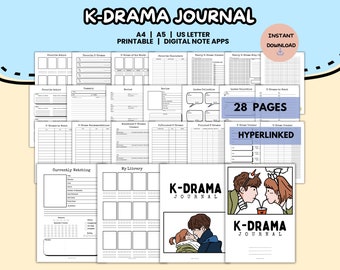 Digital K-drama Review Journal Inserts Printable Kdrama Planner Insert ...