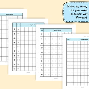 Korean Writing Practice Workbook Study Pack Hangul Alphabet - Etsy