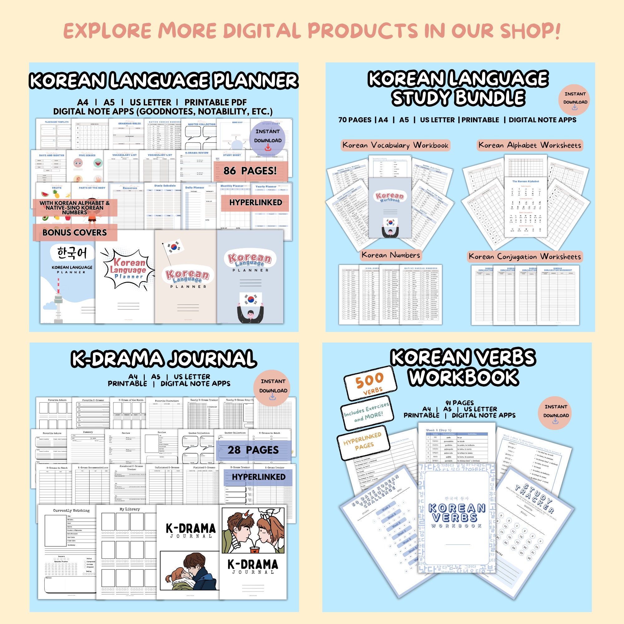 Korean Writing Practice Workbook Study Pack Hangul Alphabet Chart ...