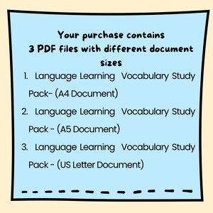 Language Learning Printables Vocabulary List Bundle Worksheet Pack ...