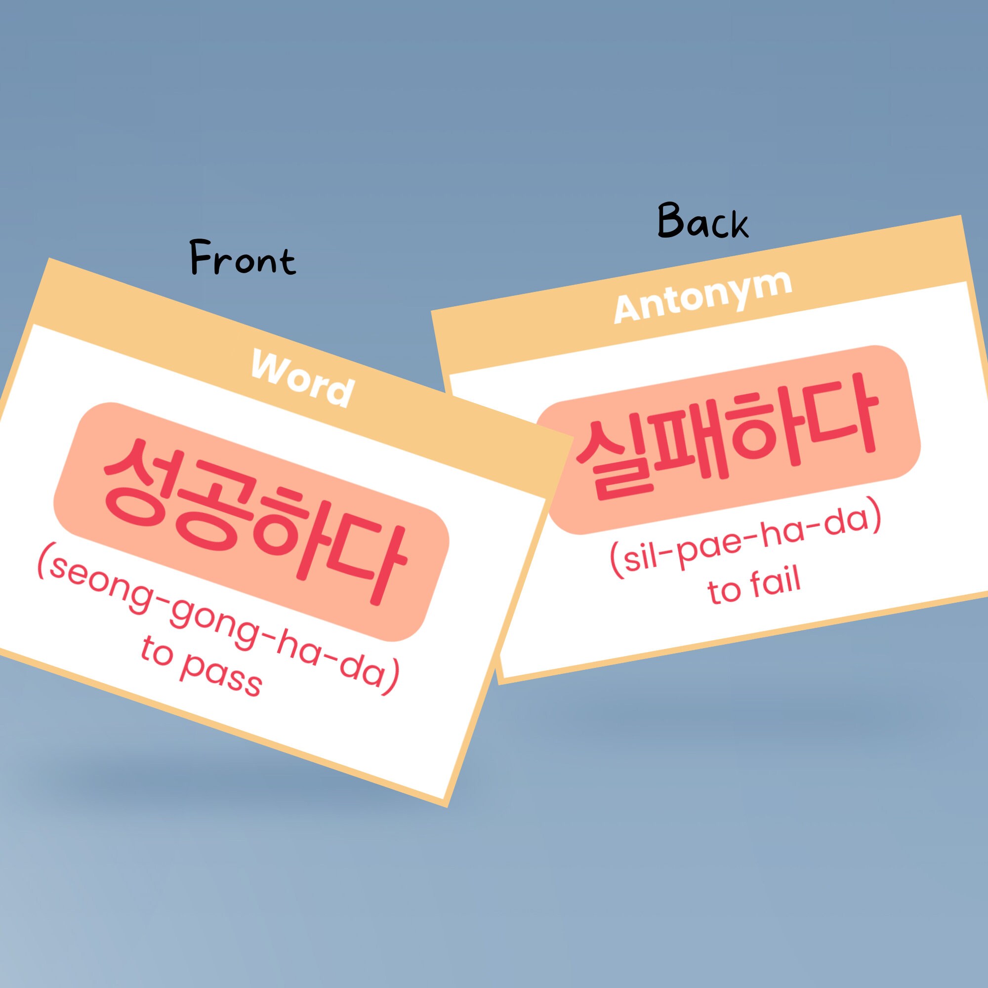 Korean Antonyms Flashcards Printable Digital Download | Learn Basic ...