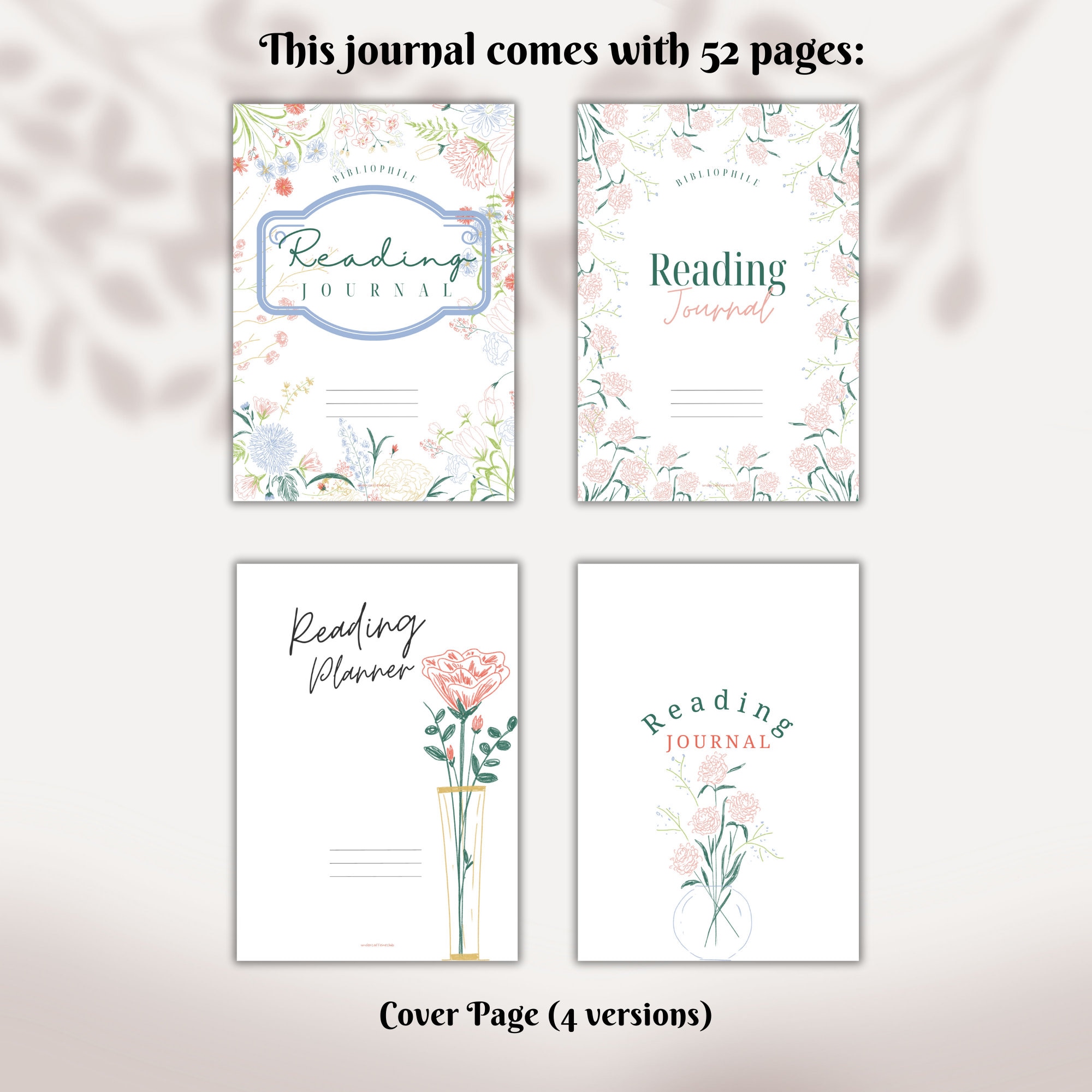 Book Reading Journal Bundle Aesthetic Printable Books Planner Digital ...