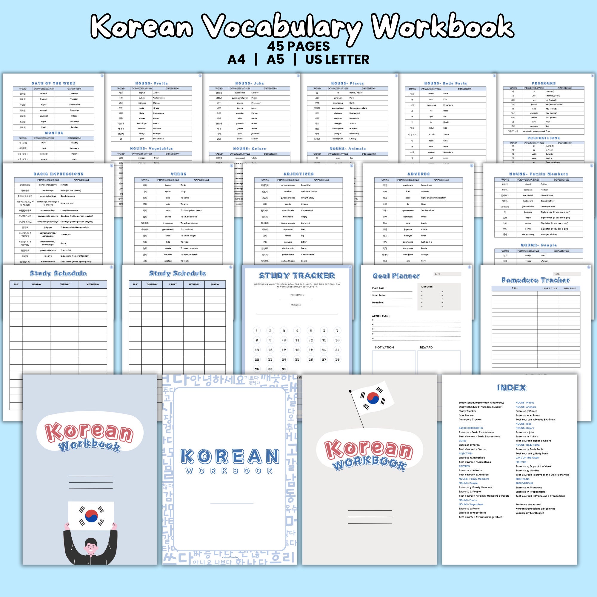 Ultimate Korean Language Learning Study Bundle Printable and Digital Workbook Beginner ...