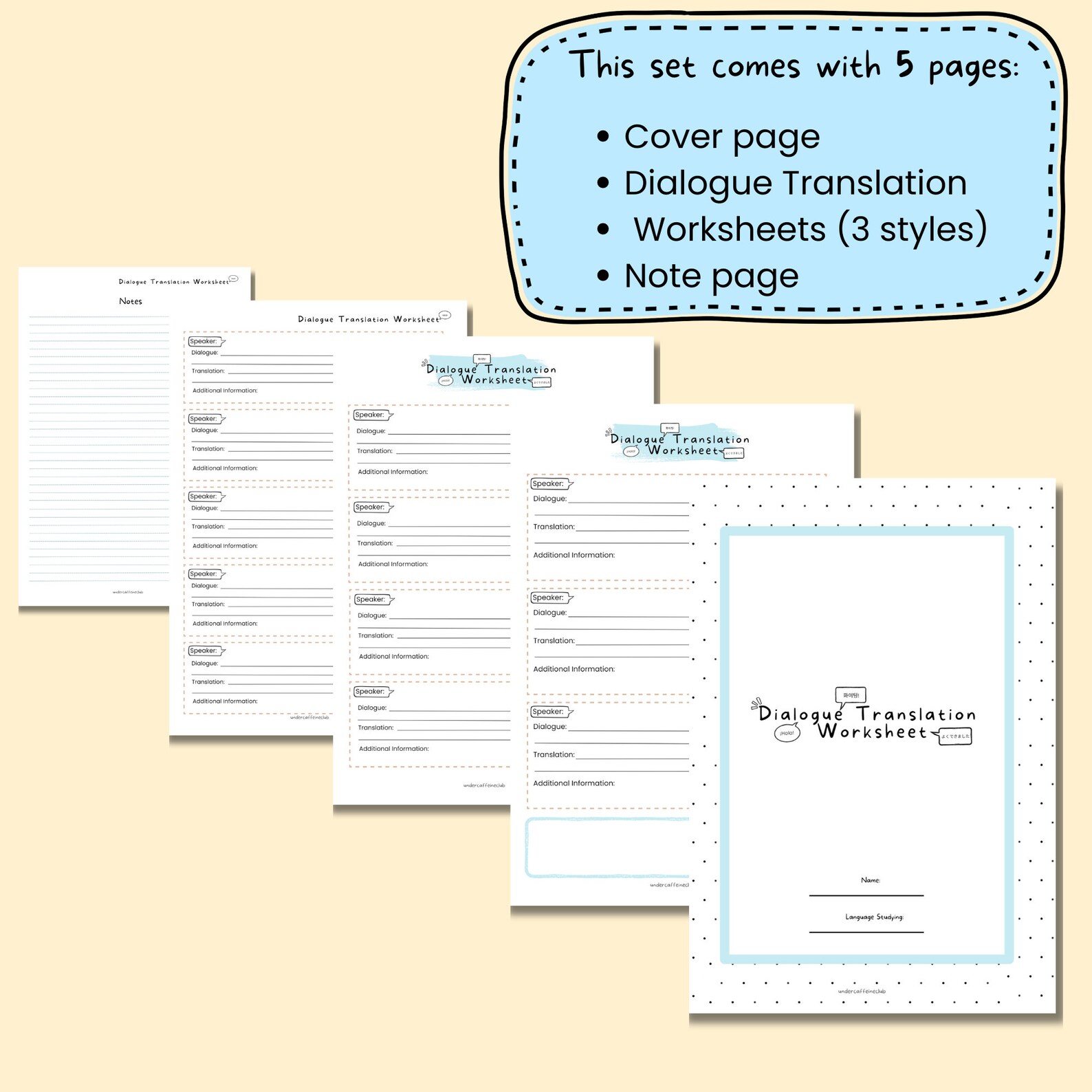 Dialogue Translation Worksheet Language Study Pack Digital - Etsy