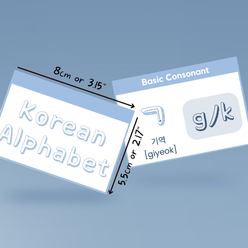Korean Alphabet Flashcards Printable Digital Download | Hangul Flash ...