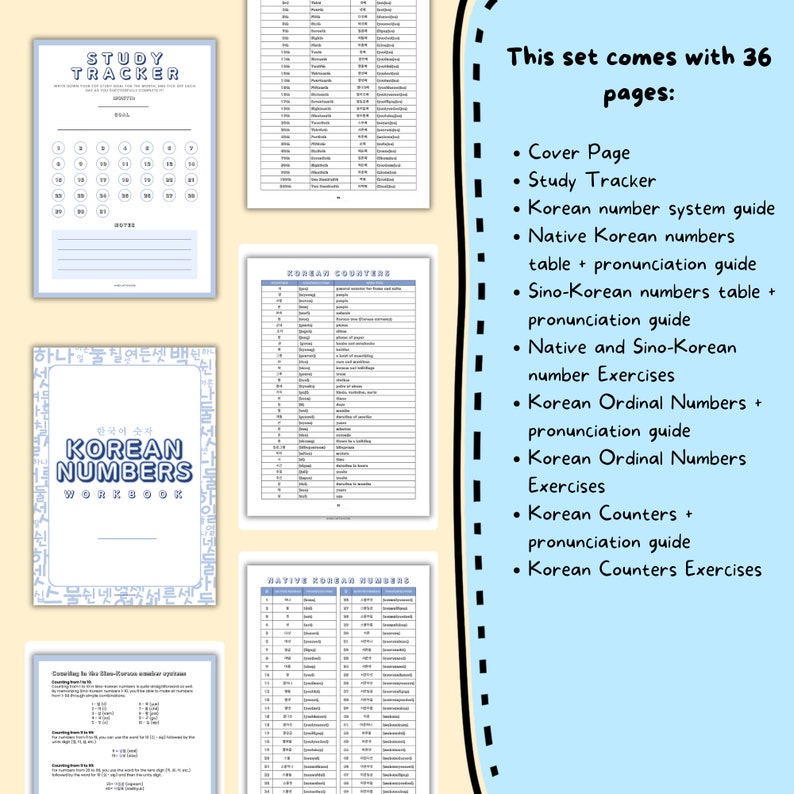 COMPLETE Korean Numbers Workbook Printable | Sino & Native Number ...