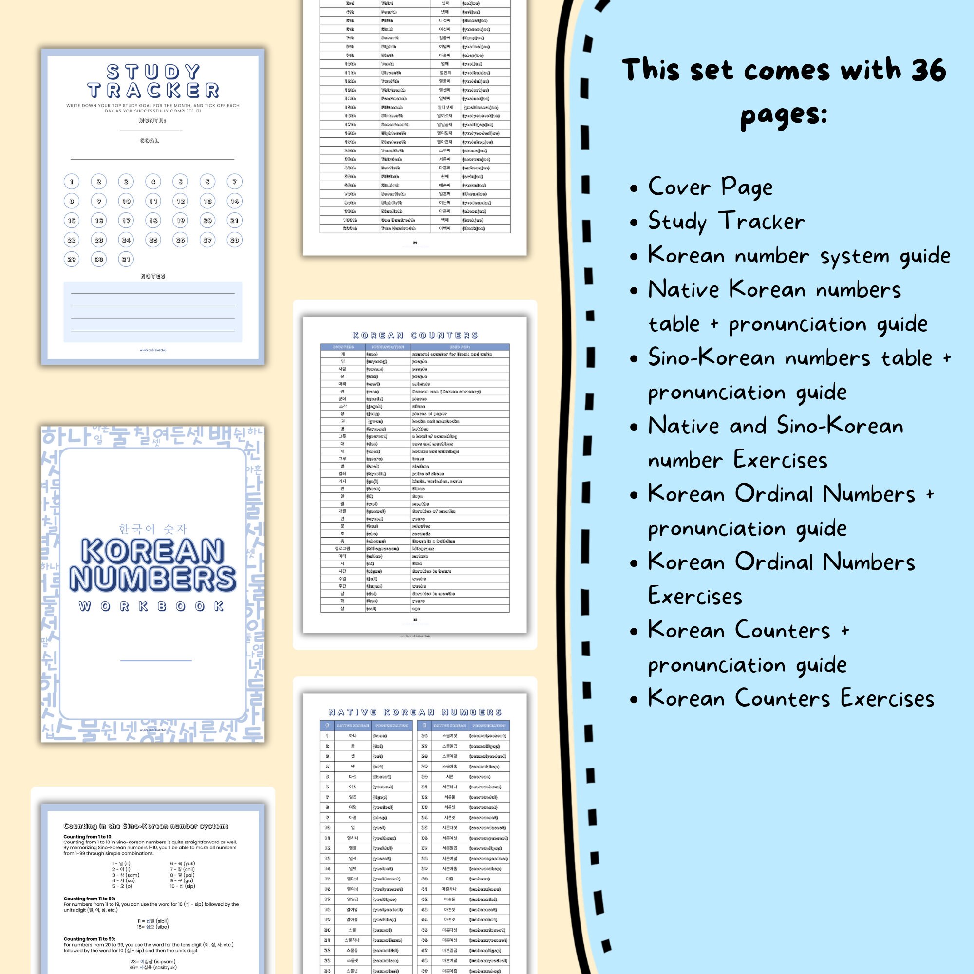 COMPLETE Korean Numbers Workbook Printable | Sino & Native Number ...
