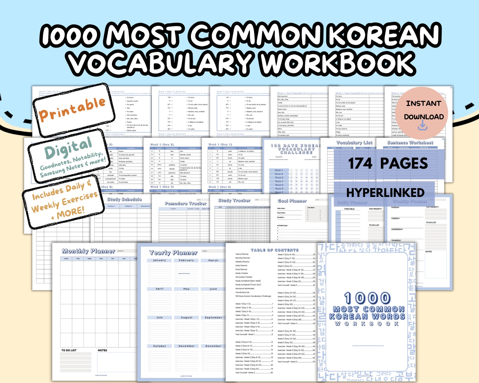 1000 Most Common Korean Words Workbook Study Pack | Learn Vocabulary ...