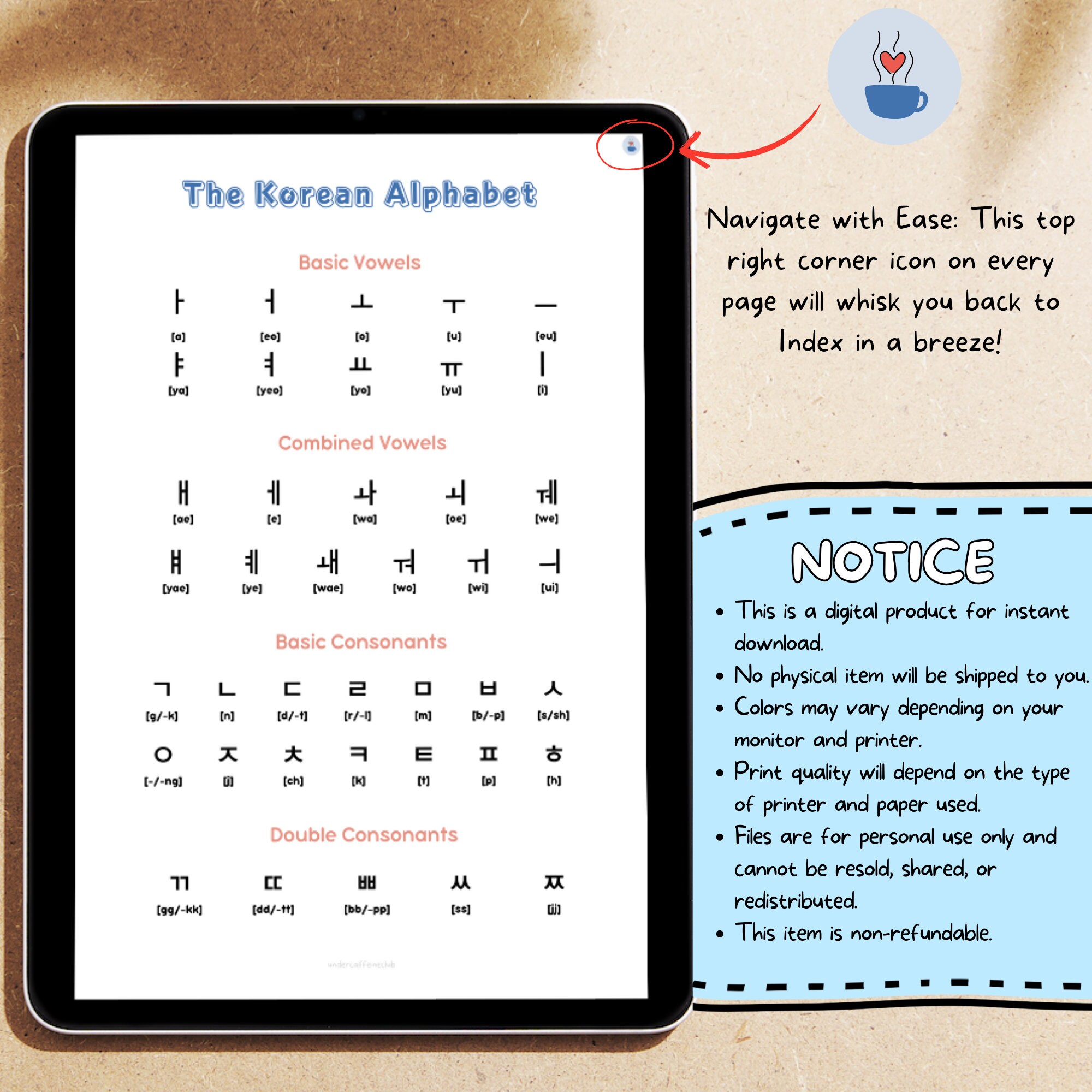 Korean Language Learning Planner Notebook | Printable Study Journal ...