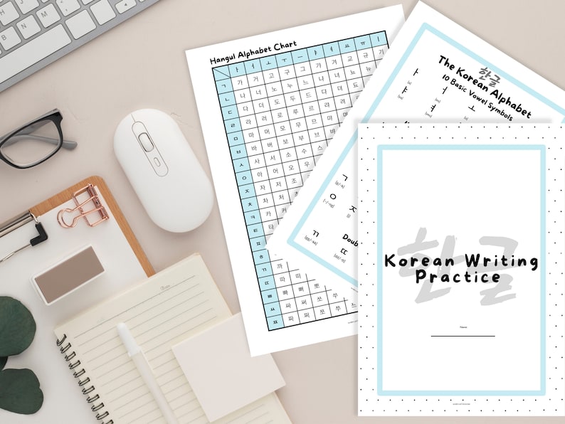 Korean Writing Practice Workbook Study Pack Hangul Alphabet - Etsy
