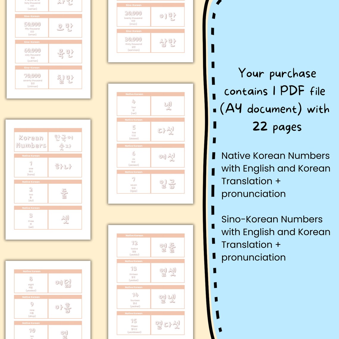 Korean Number Flashcards Printable Digital Download Hangul - Etsy