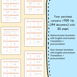 Korean Number Flashcards Printable Digital Download | Complete Sino ...