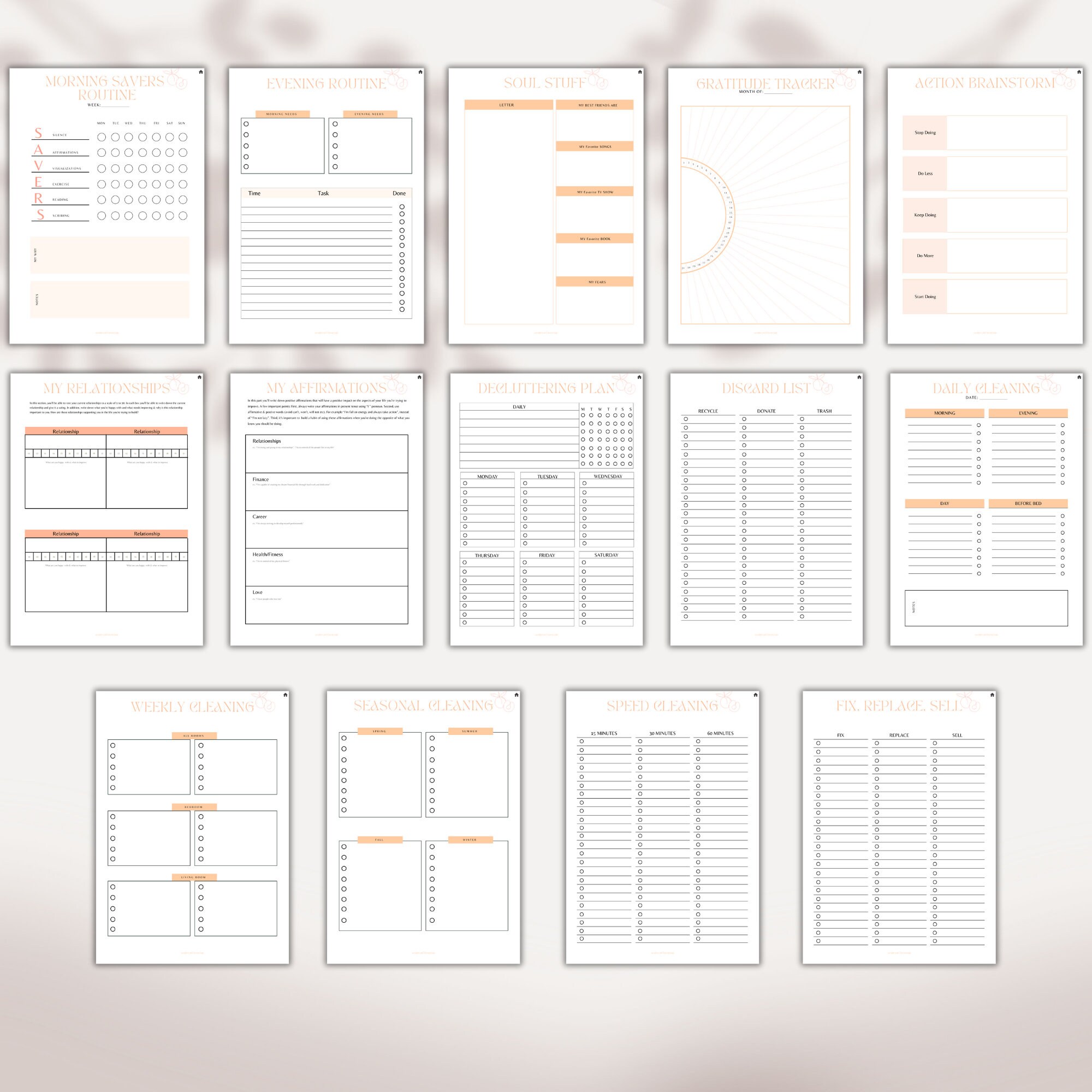 Digital Personal Life Planner Peach Fuzz Printable Weekly Daily Monthly ...
