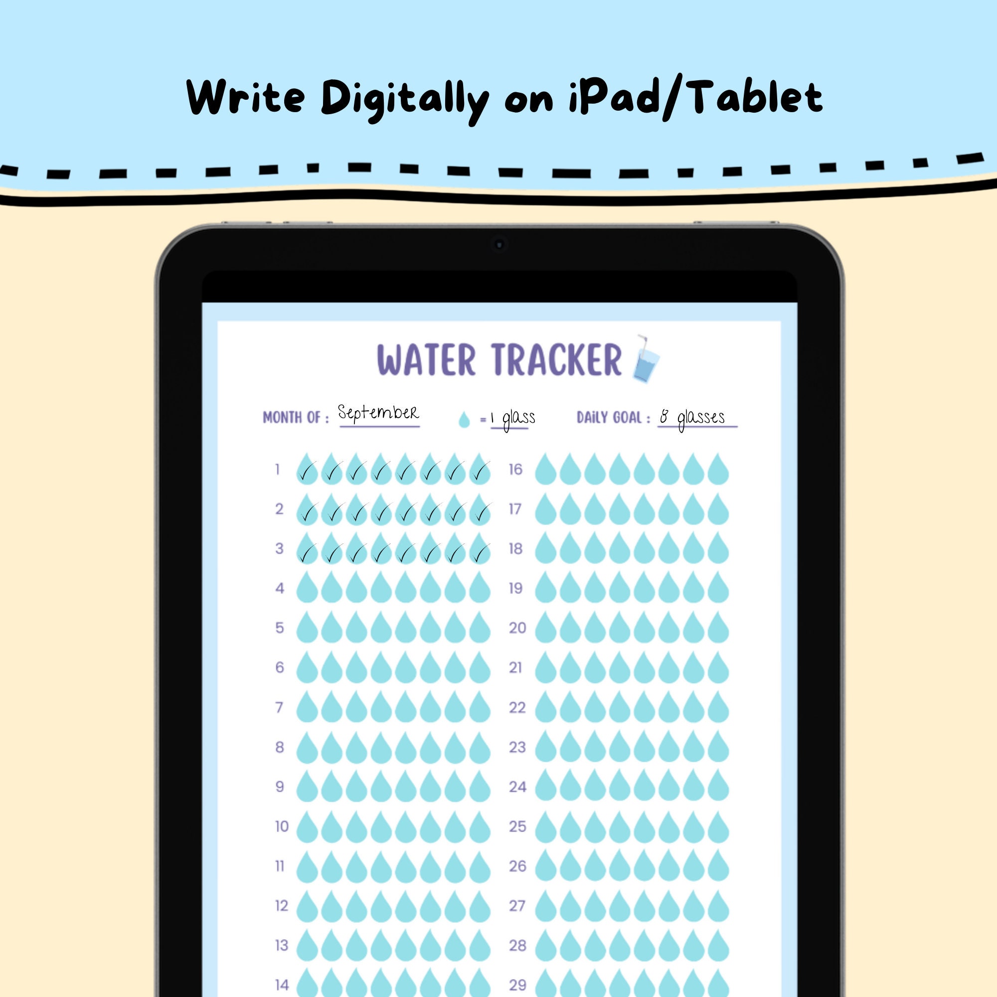 Editable Water Tracker Printable Monthly Water Intake - Etsy
