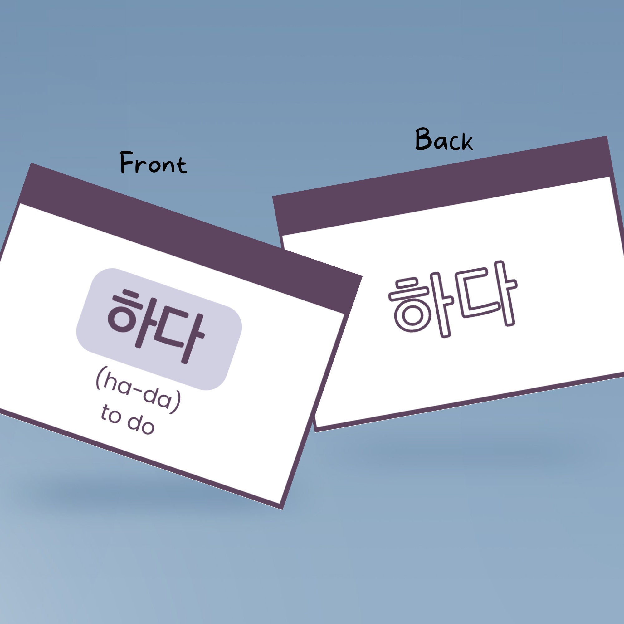 Korean Verbs Flashcards Printable Digital Download Learn Basic Action ...