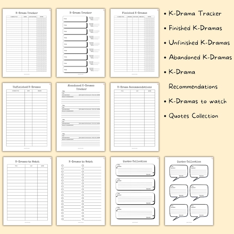 Digital K-drama Journal | Printable Kdrama Planner | Goodnotes ...