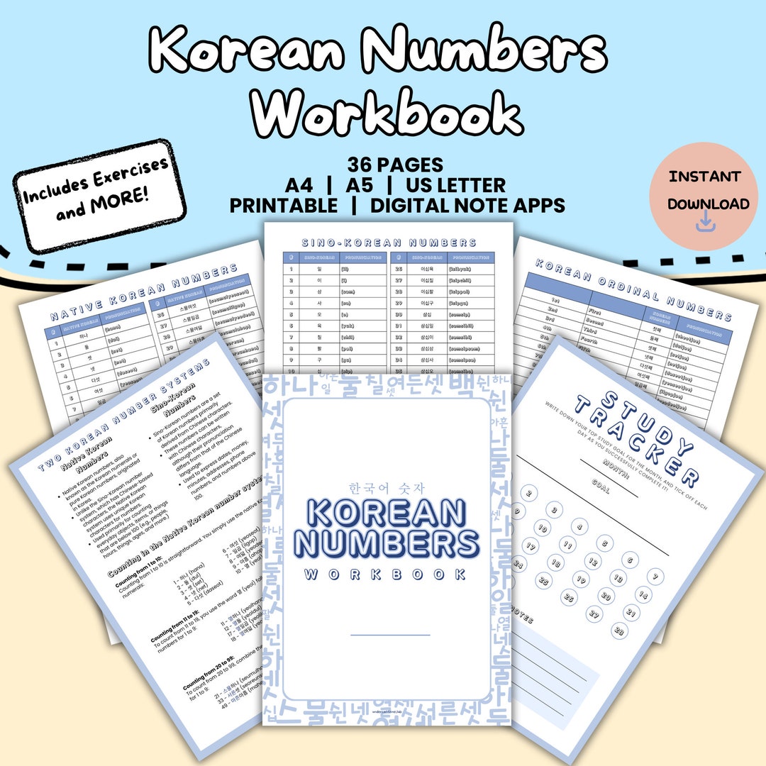 COMPLETE Korean Numbers Workbook Printable Sino & Native - Etsy