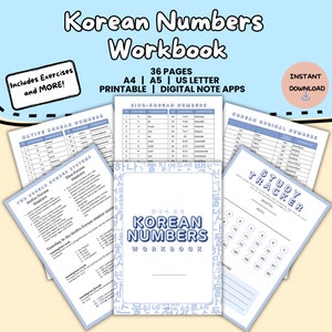 COMPLETE Korean Numbers Workbook Printable Sino & Native - Etsy