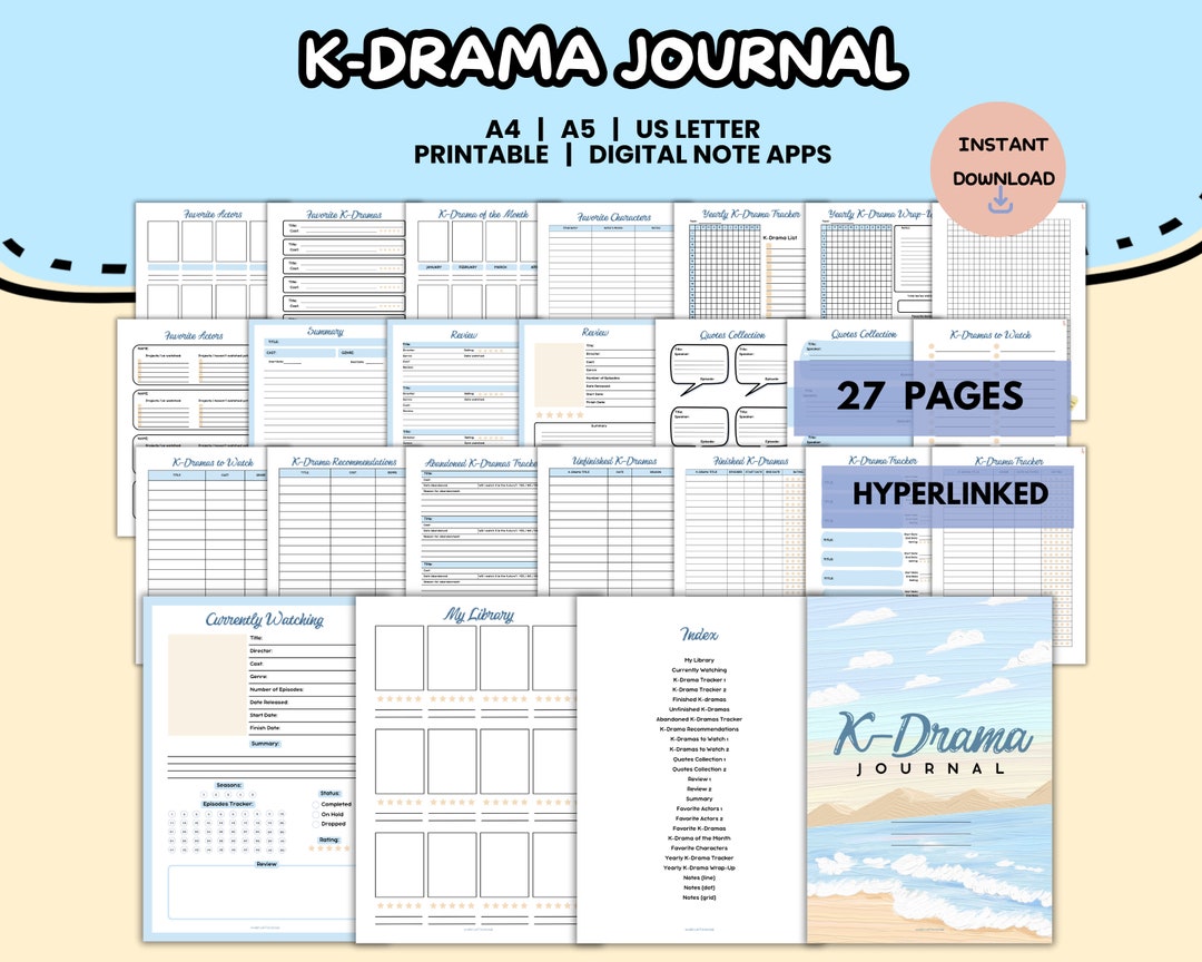 Digital Kdrama Journal | Printable K-drama Planner | Goodnotes ...