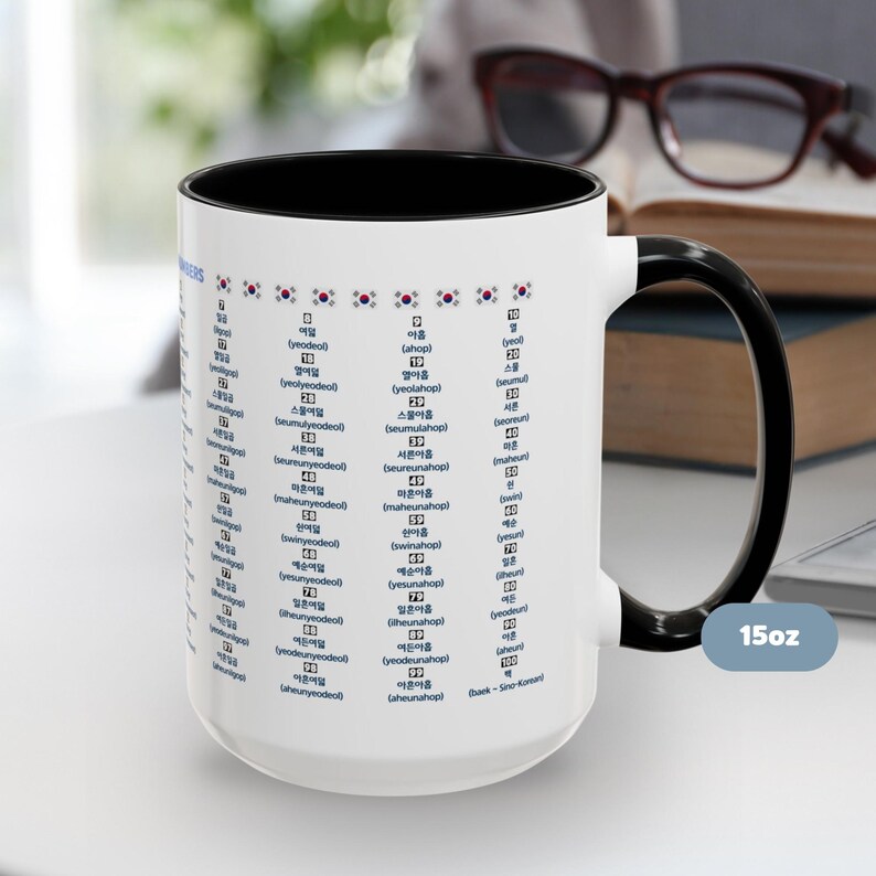 Korean Number Mug, Native & Sino Korean Numbers Ceramic Coffee Mugs ...