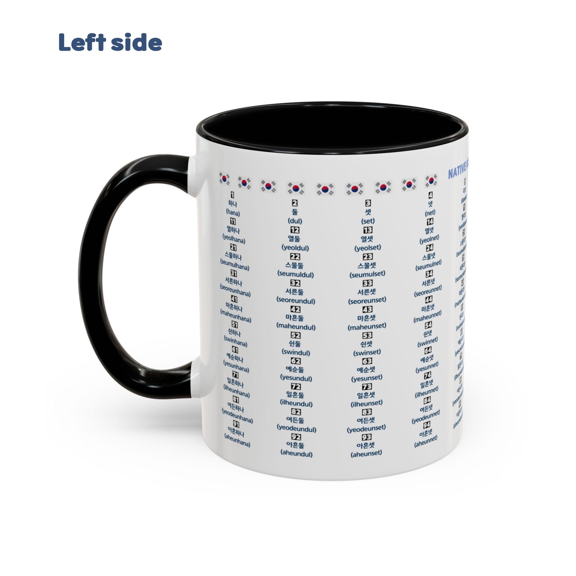 Korean Number Mug, Native & Sino Korean Numbers Ceramic Coffee Mugs ...