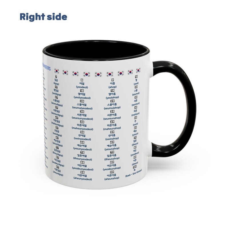 Korean Number Mug, Native & Sino Korean Numbers Ceramic Coffee Mugs ...