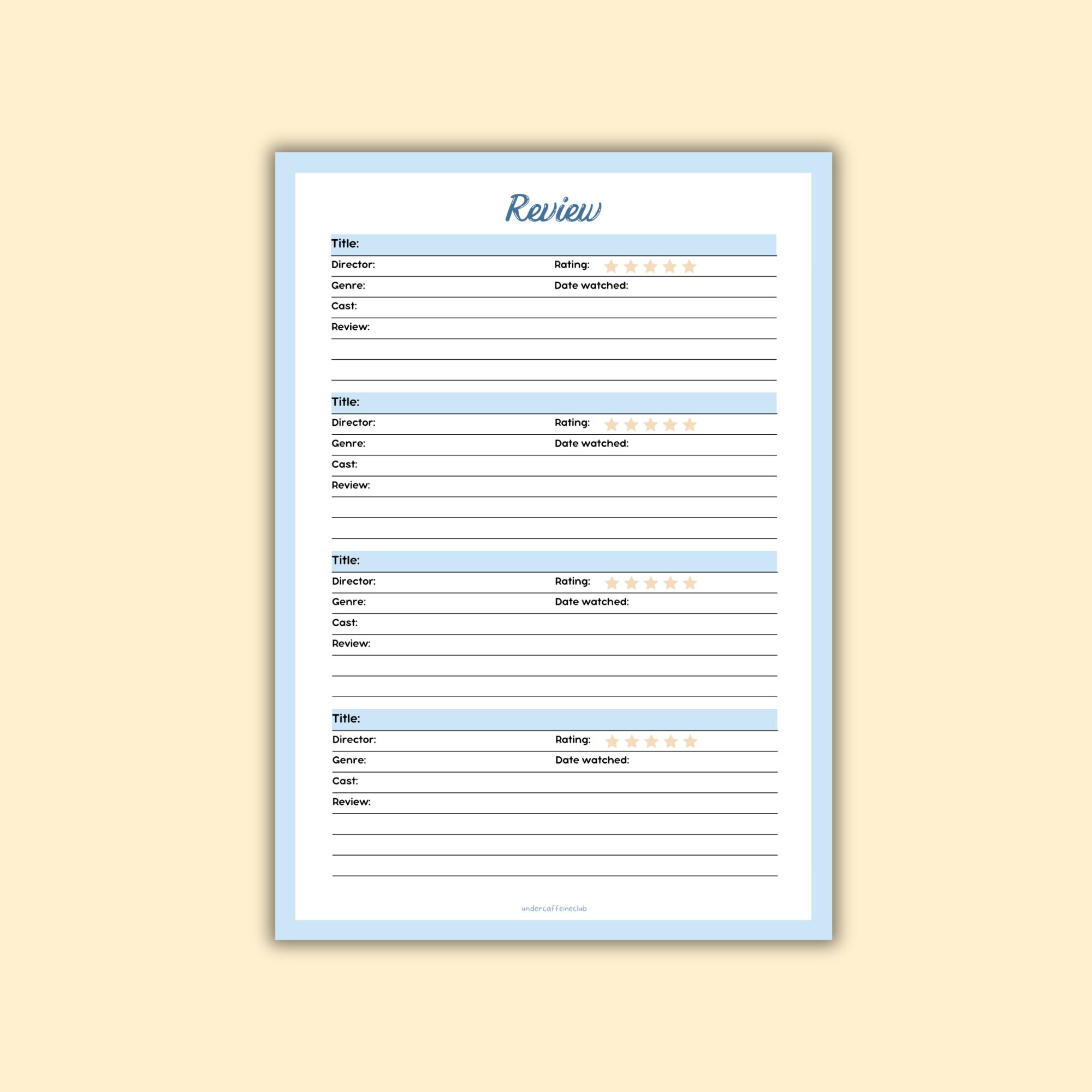 Digital K-drama Review Journal Inserts Printable Kdrama Planner Insert ...