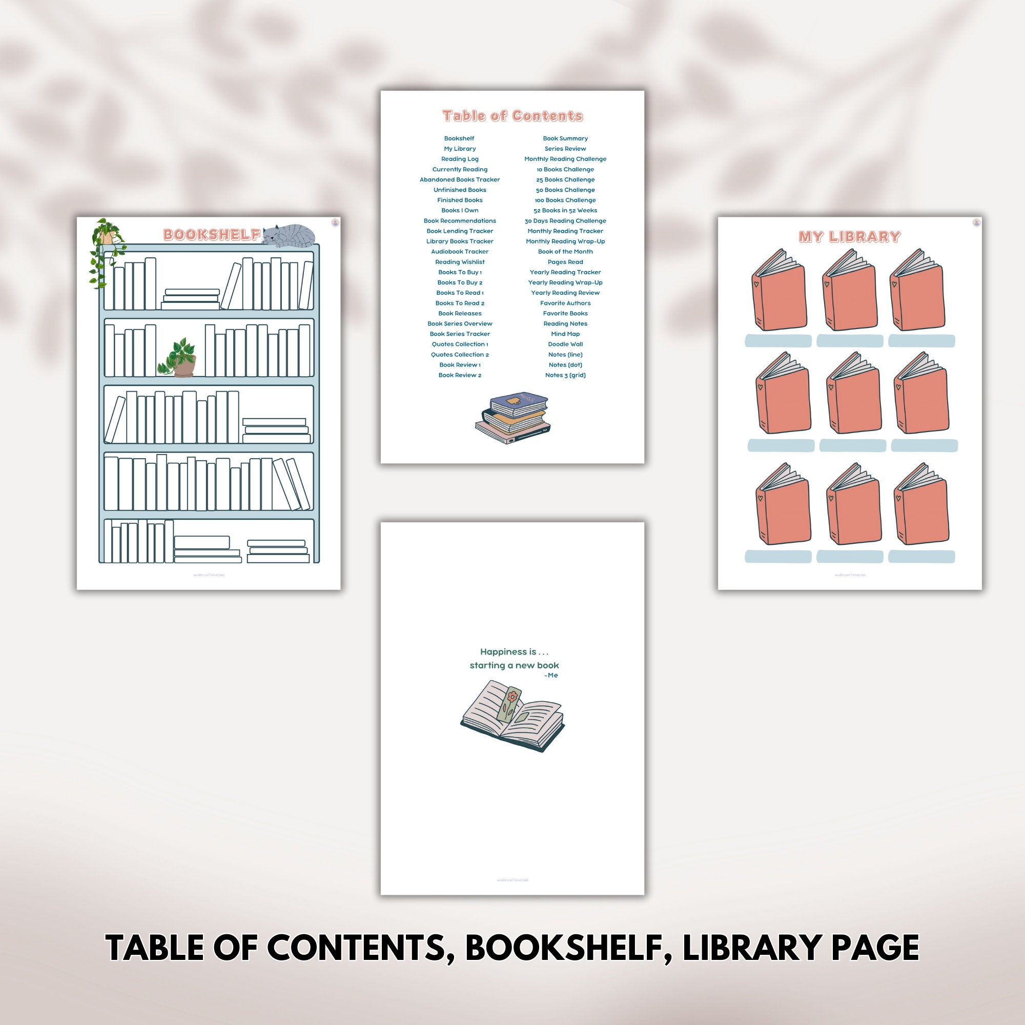 Book Reading Journal Bundle Printable Books Planner Digital Tracker ...