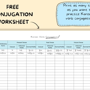 500 Basic Korean Verbs Worksheet Study Pack Digital Download - Etsy