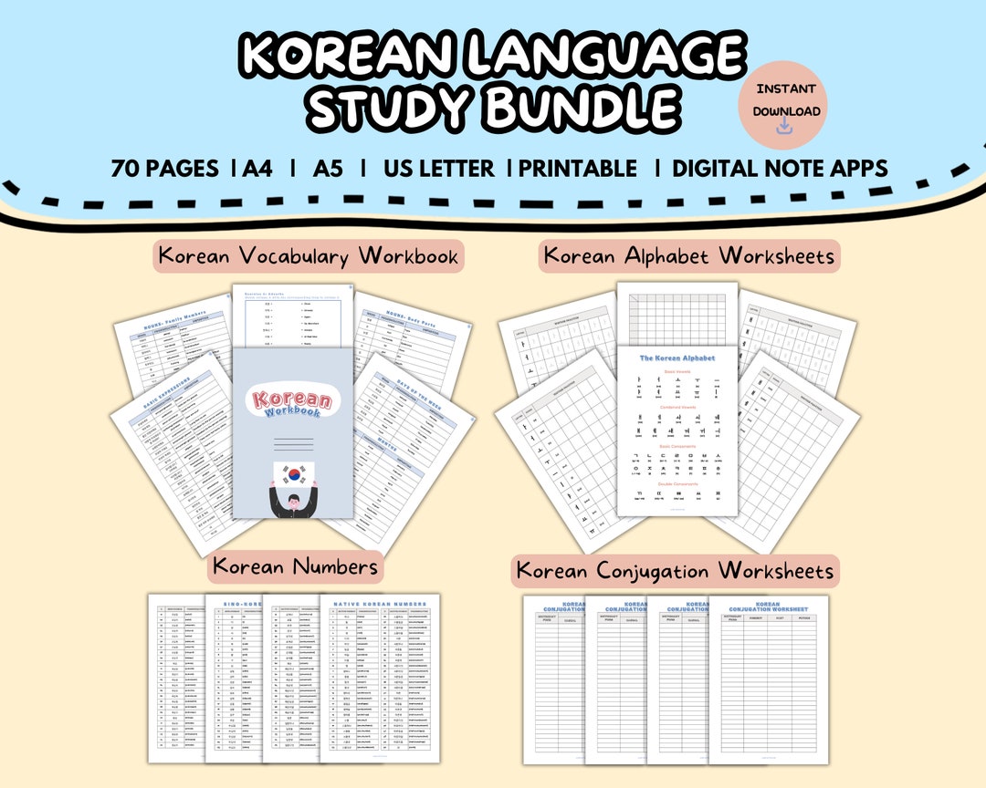 Ultimate Korean Language Learning Study Bundle | Printable and Digital Workbook Beginner ...