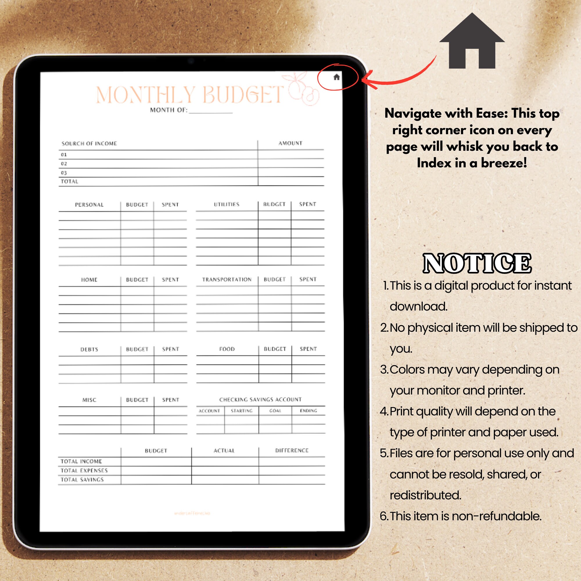 Digital Personal Life Planner Peach Fuzz Printable Weekly Daily Monthly Yearly Journal 2024 ...