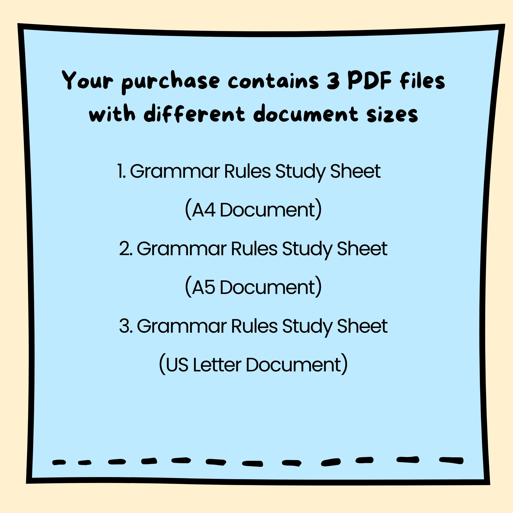 Printable Grammar Rules Study Worksheet Digital Language - Etsy