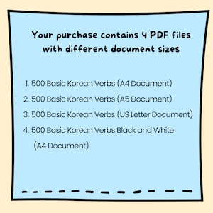 500 Basic Korean Verbs Worksheet Study Pack Learn Vocabulary - Etsy