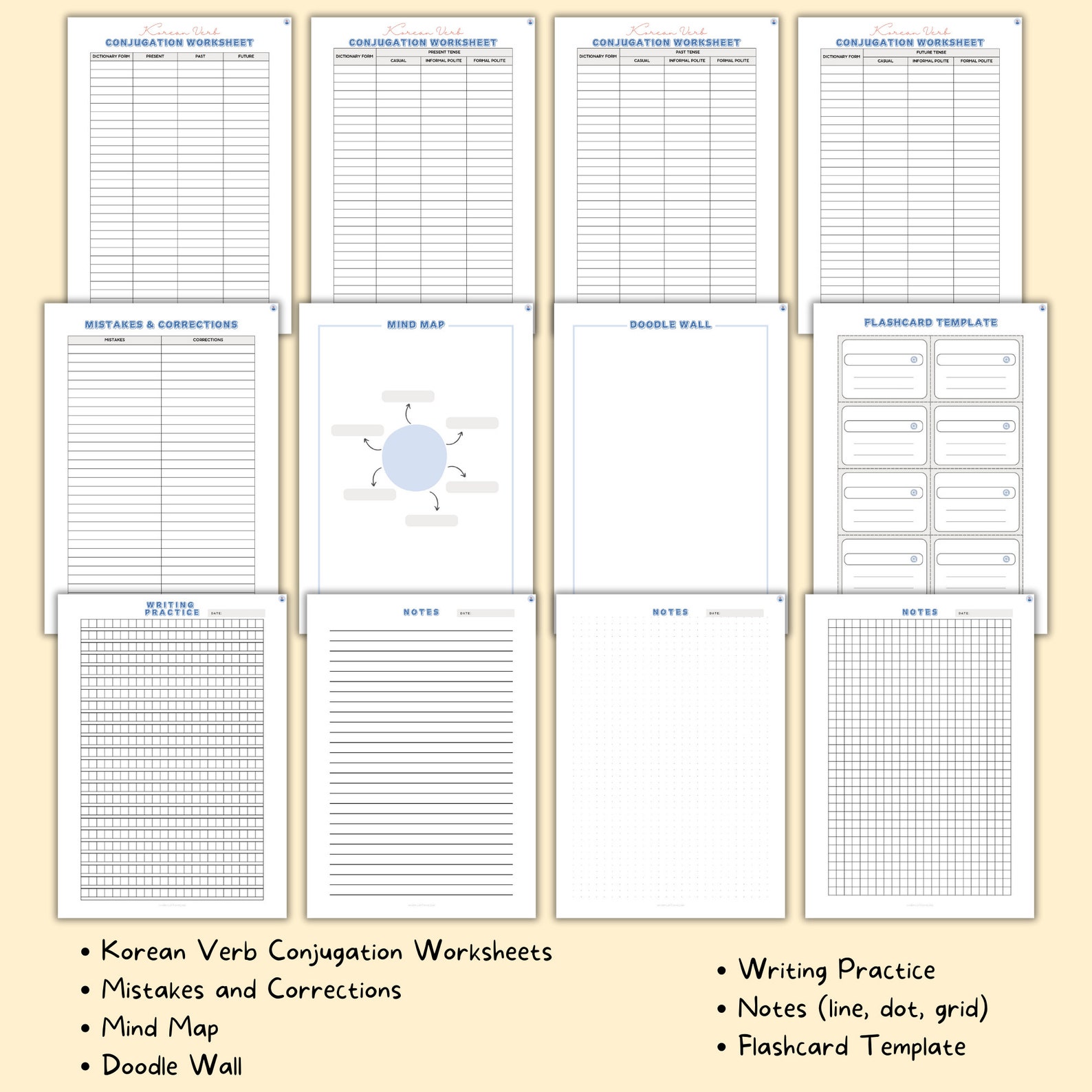 Korean Language Learning Planner Notebook | Printable Study Journal ...