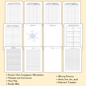 Korean Language Learning Planner Notebook | Printable Study Journal ...