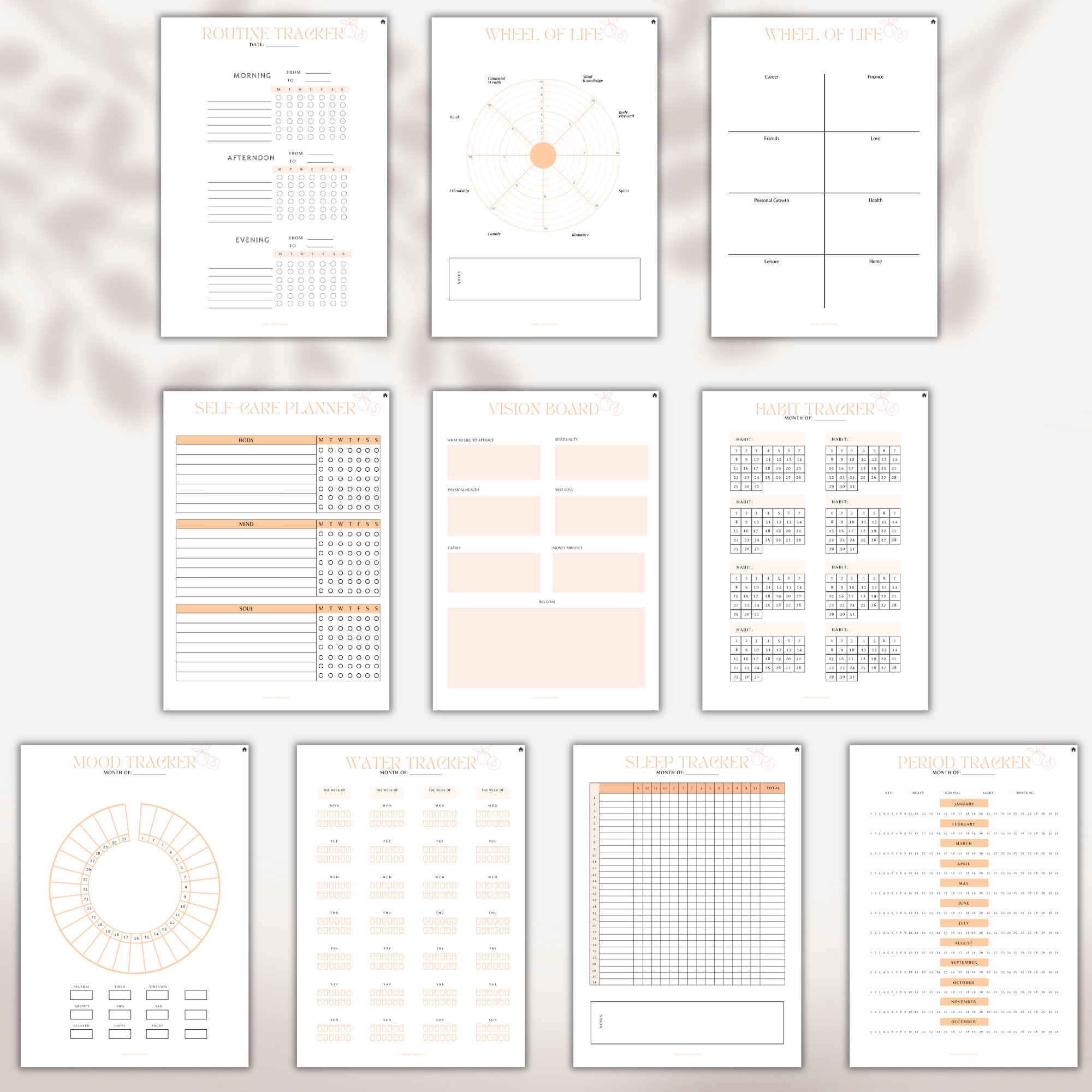 Digital Personal Life Planner Peach Fuzz Printable Weekly Daily Monthly ...