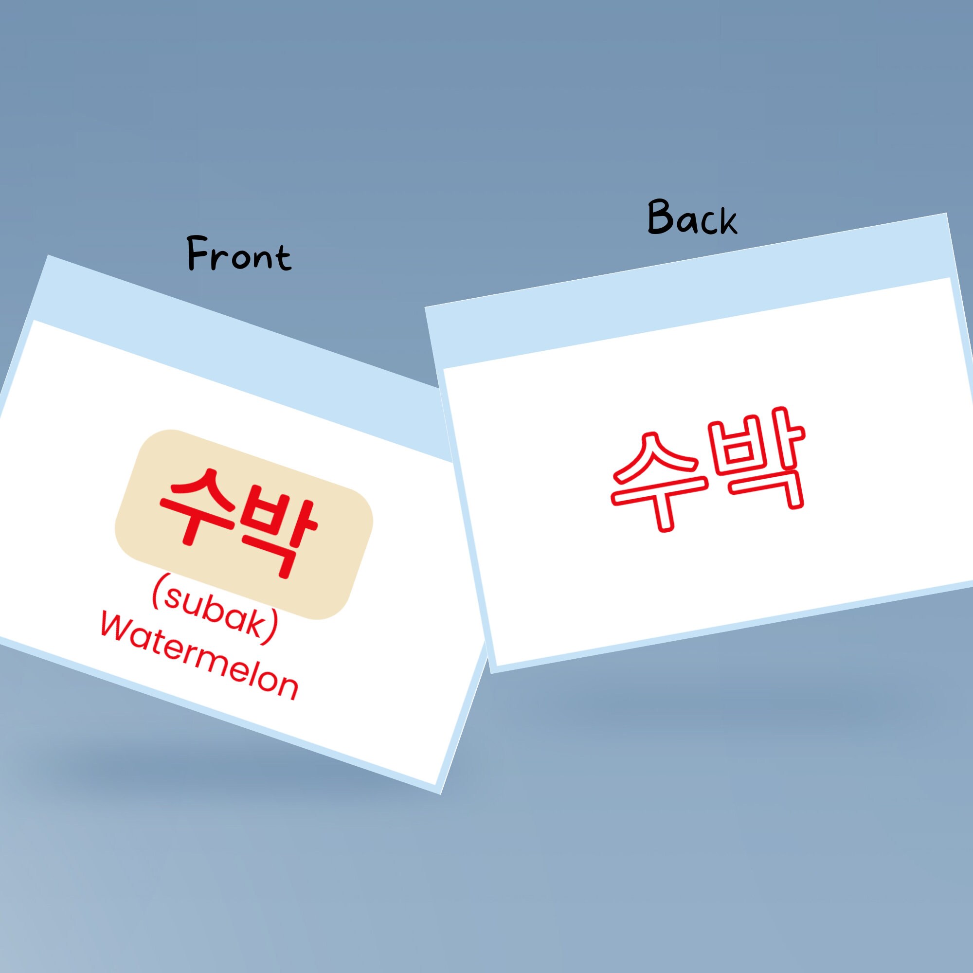 Korean Nouns Flashcards Printable Digital Download | Learn Basic ...