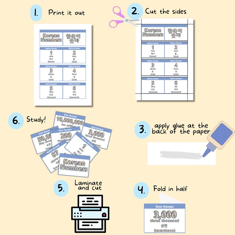 Complete Korean Number Flashcards Printable Digital Download | Sino ...