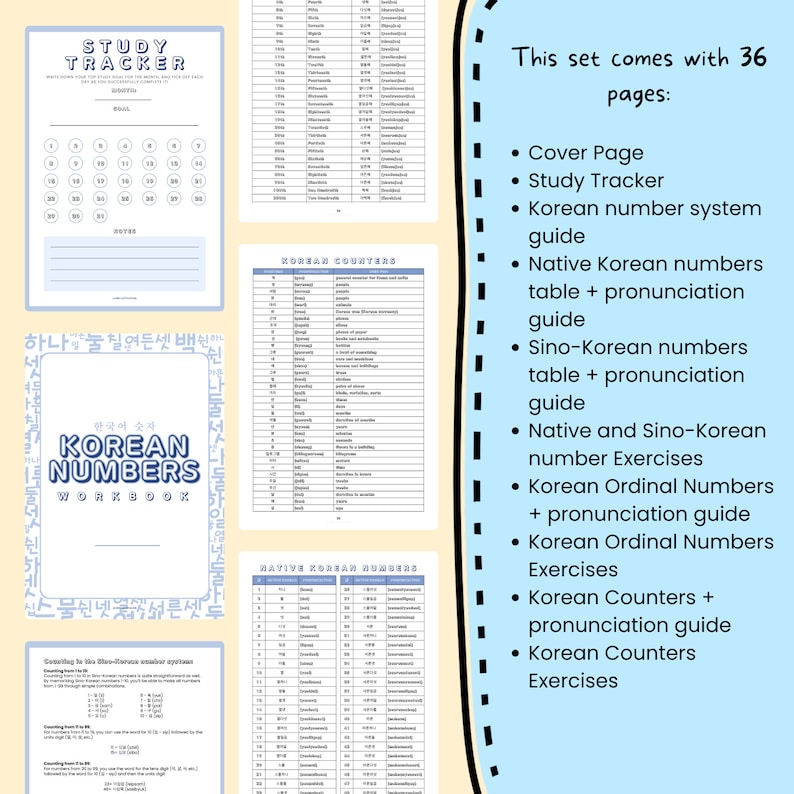 COMPLETE Korean Numbers Workbook Printable Sino & Native - Etsy