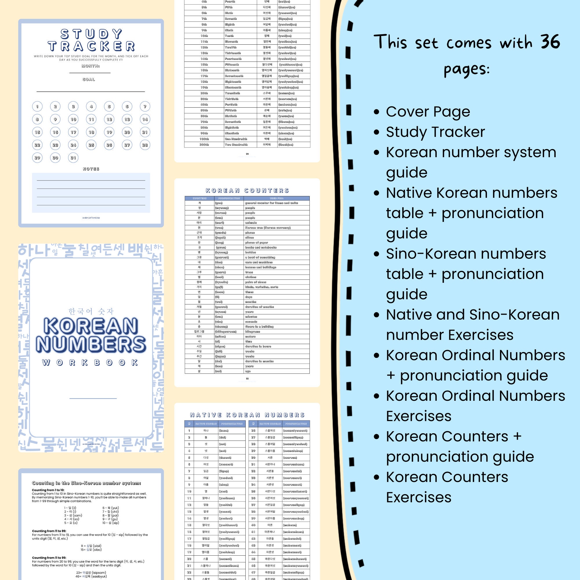 COMPLETE Korean Numbers Workbook Printable Sino & Native - Etsy
