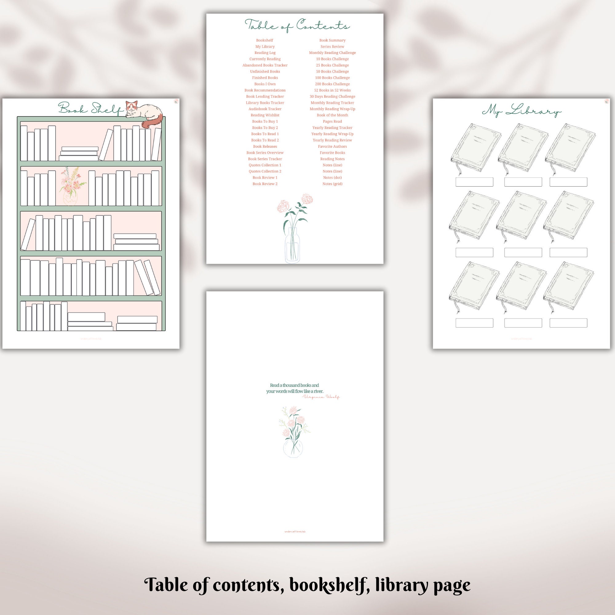 Book Reading Journal Bundle Aesthetic Printable Books Planner Digital ...