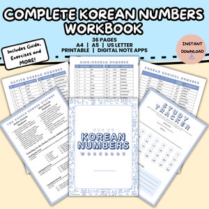 COMPLETE Korean Numbers Workbook Printable | Sino & Native Number ...