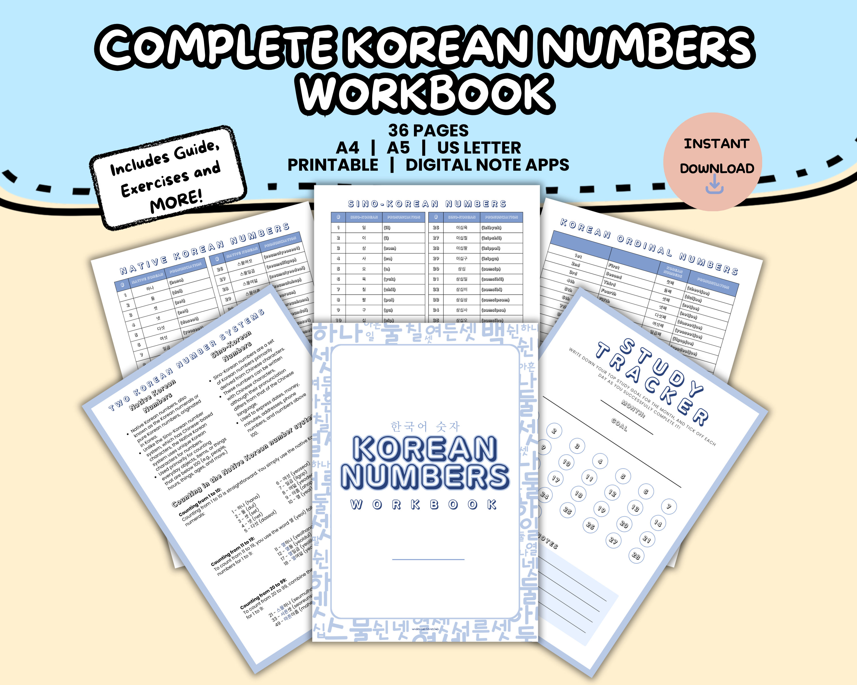 COMPLETE Korean Numbers Workbook Printable | Sino & Native Number ...