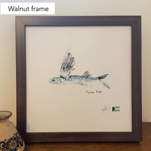 Flying Fish Gyotaku, Fish Print Art, Bahamas Coastal Home, Gliclee ...