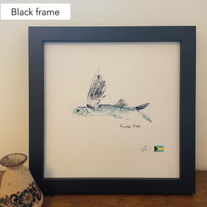 Flying Fish Gyotaku, Fish Print Art, Bahamas Coastal Home, Gliclee ...