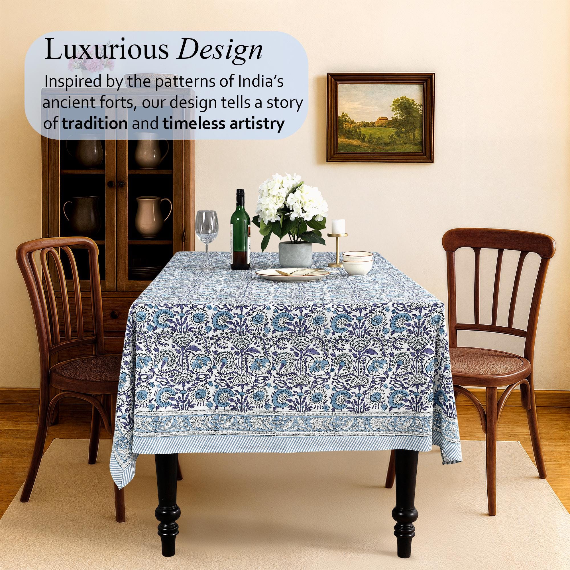 Cotton Indian Hand-block Printed Tablecloth for Wedding Farmhouse ...