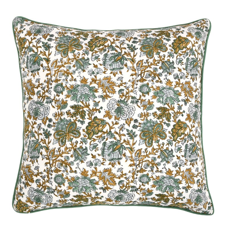 Indian Hand Block Printed Cotton Throw Pillow Cover for Farmhouse ...