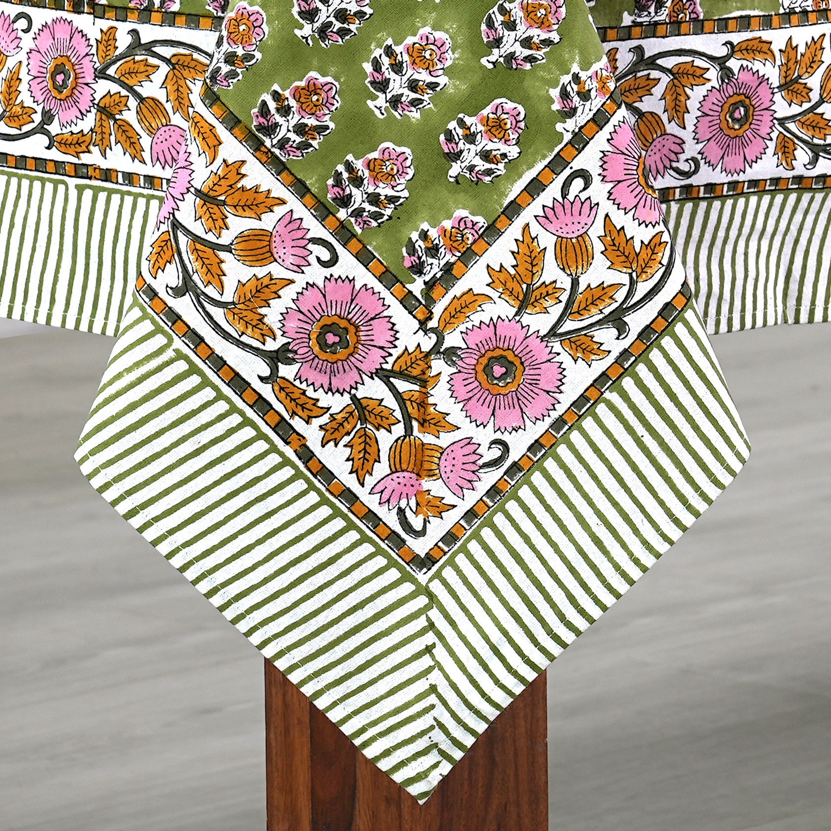 Cotton Indian Hand-block Printed Tablecloth for Wedding Farmhouse ...