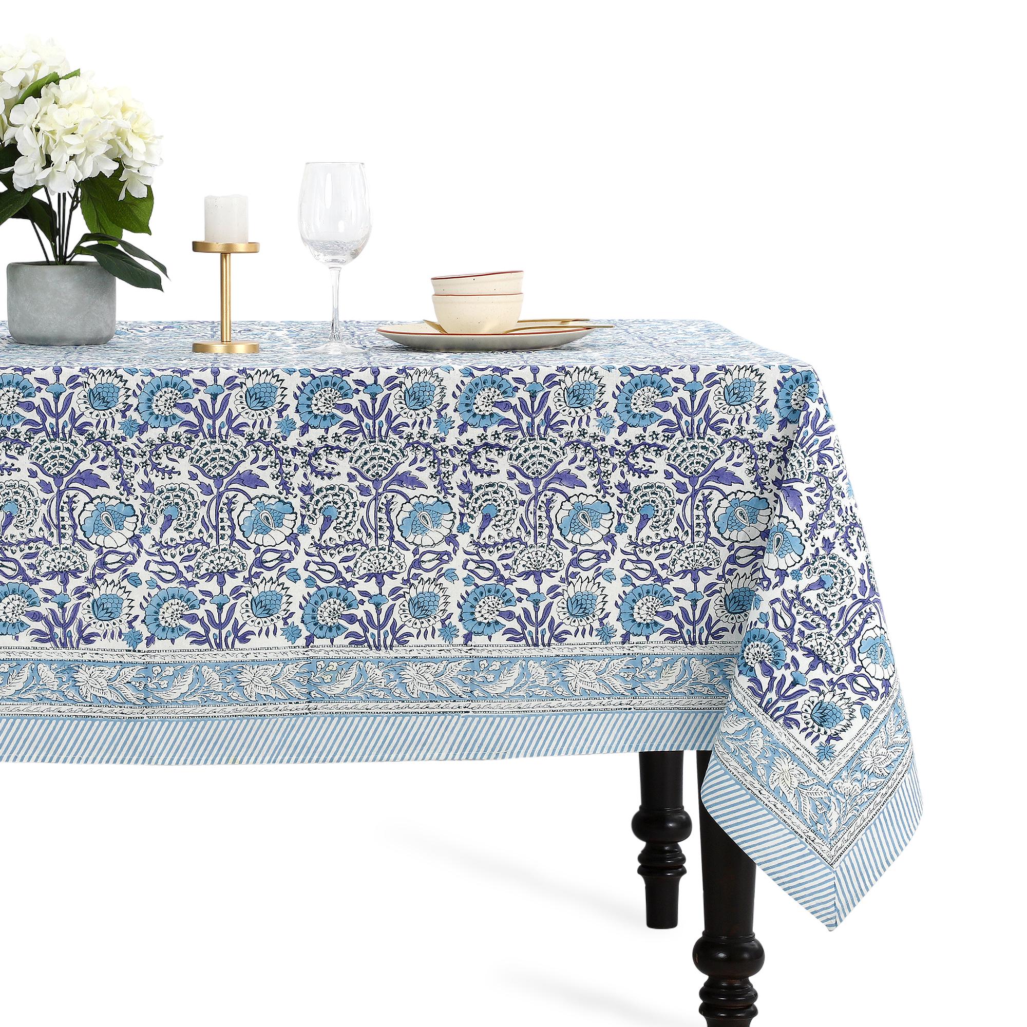 Cotton Indian Hand-block Printed Tablecloth for Wedding Farmhouse ...