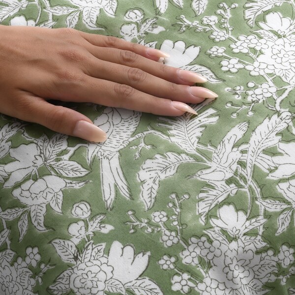 Green Block Print Fabric - Etsy